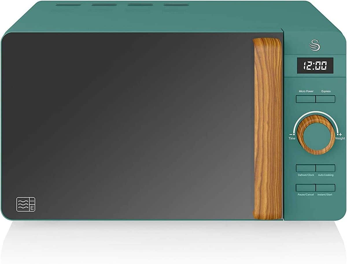 Test Swan Nordic : micro-ondes numérique 20 L, design moderne et vert mat
